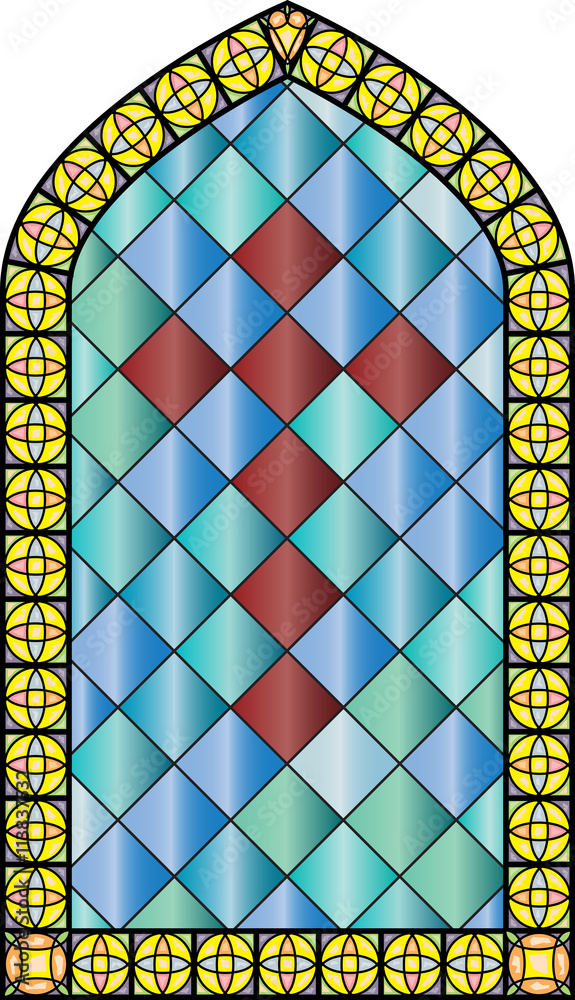 Church stained glass windows, with a cross. vector color illustration ...