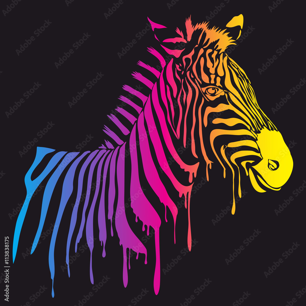Vector rainbow zebra, abstract animal illustration. Safari zebra can be ...