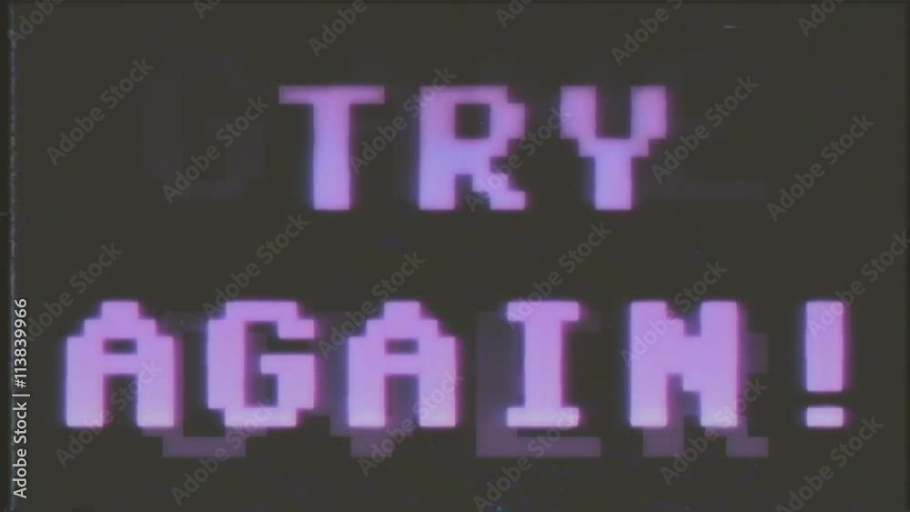 A videogame ending screen, saying Game over - Try again - Insert coin ...