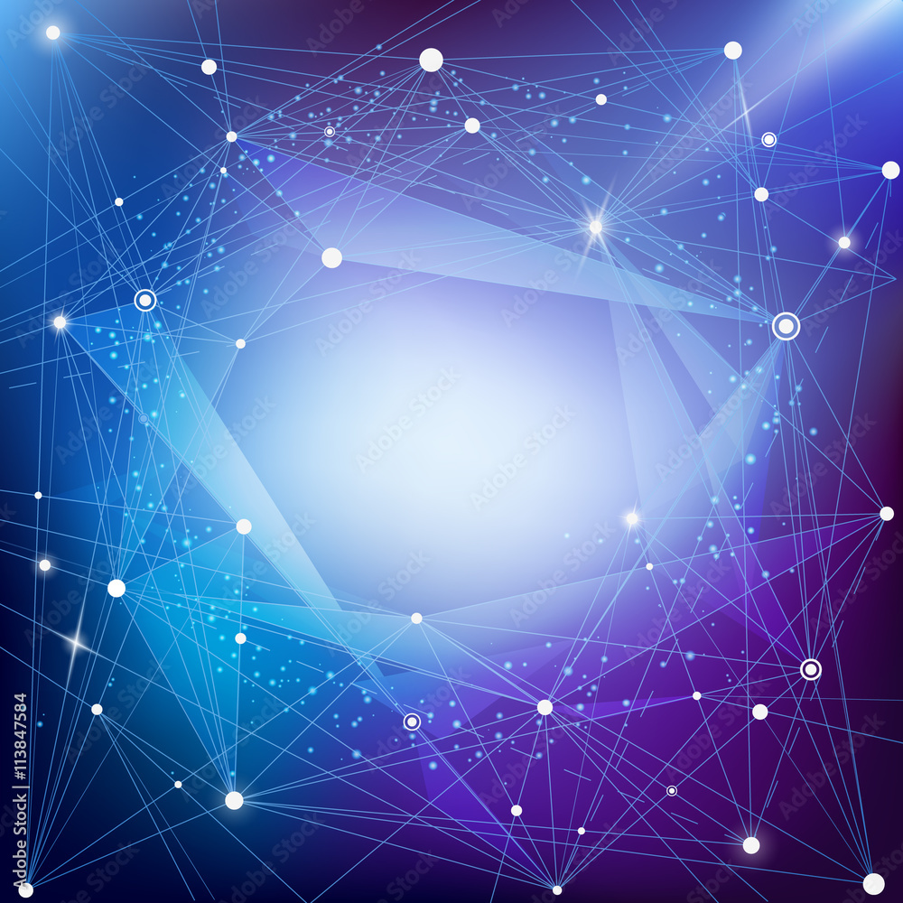 Technology abstract background. The frame structure of the points and ...