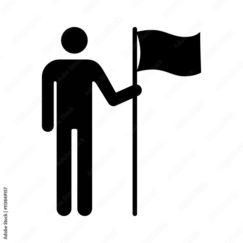 Man holding flag or person holding flag flat icon for apps and websites ...