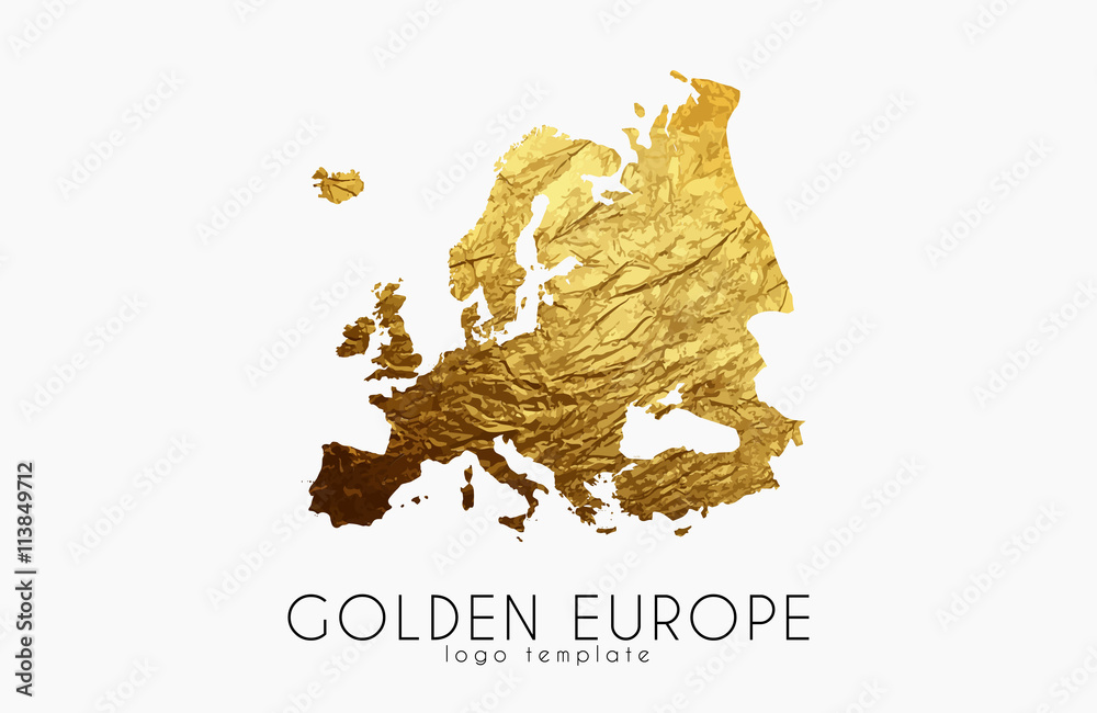 Europe map. Golden Europe logo. Creative Europe logo design vector de ...