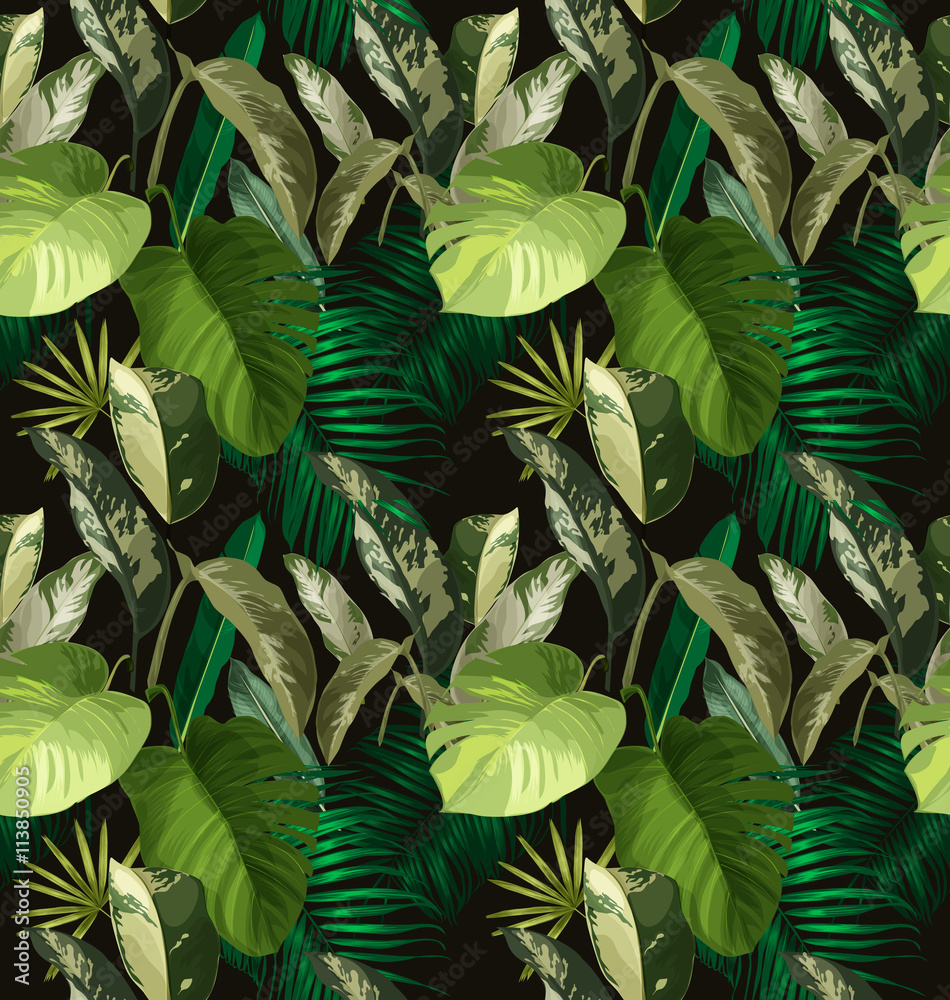 tropical leaf pattern Stock Vector | Adobe Stock