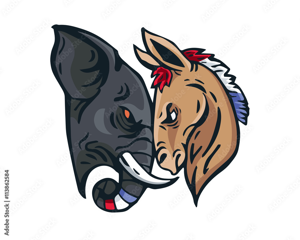 Vettoriale Stock USA Democrat Vs Republican Election Match Cartoon ...