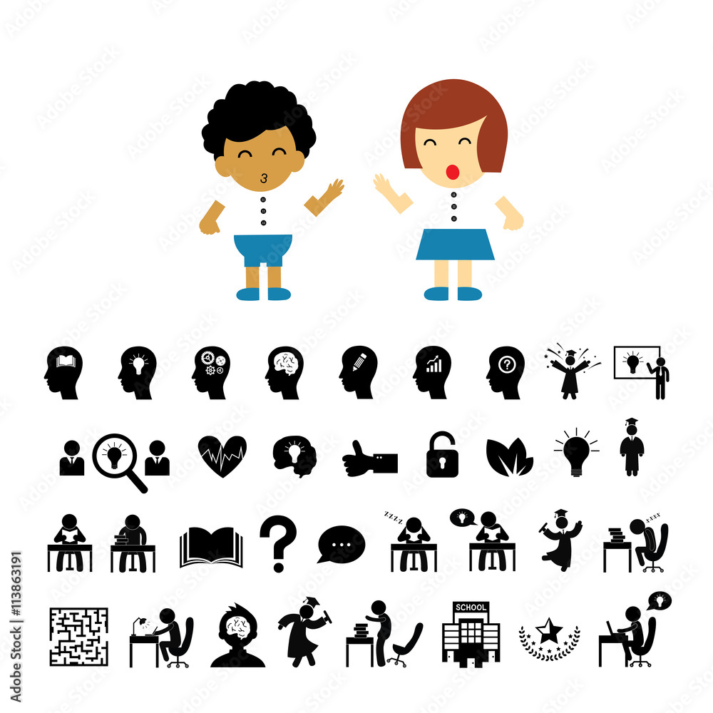 student cartoon and successful study symbol set Stock Vector | Adobe Stock