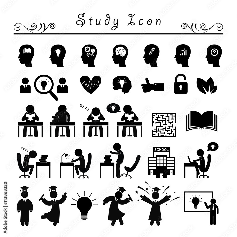successful study icon set Stock-Vektorgrafik | Adobe Stock