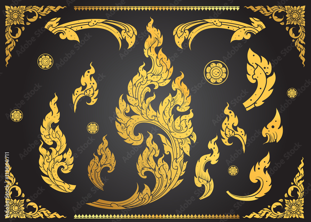 Set of Thai art element Ethnic Art vector Stock Vector | Adobe Stock