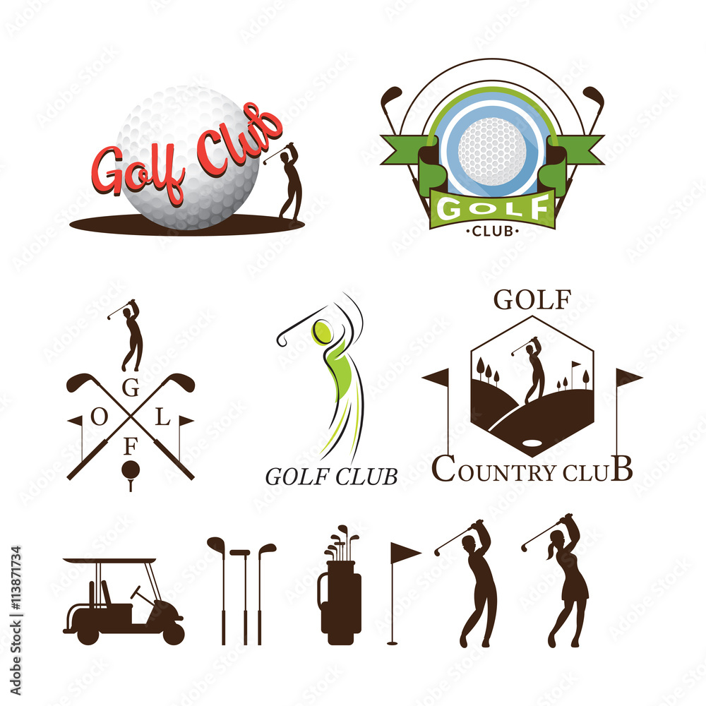 Golf Logo and Graphic Elements, Badge, Emblem, Tournament, Club Stock ...
