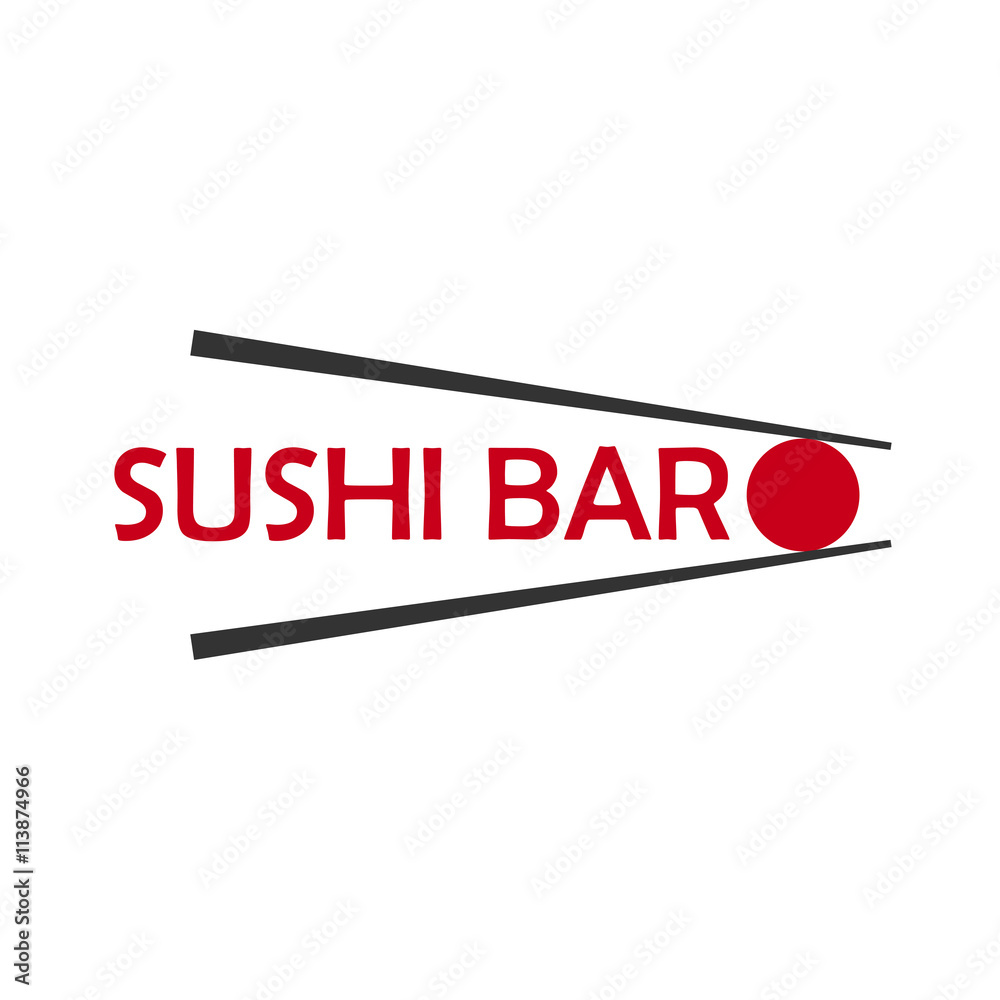 Sushi bar logo template design with chopstick. Bar, restaurant. Vector ...
