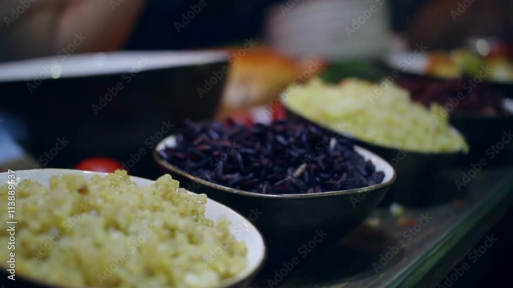 Bulgur dish. Asian diet food. Healthy vegetarian food. Cooked bulgur ...