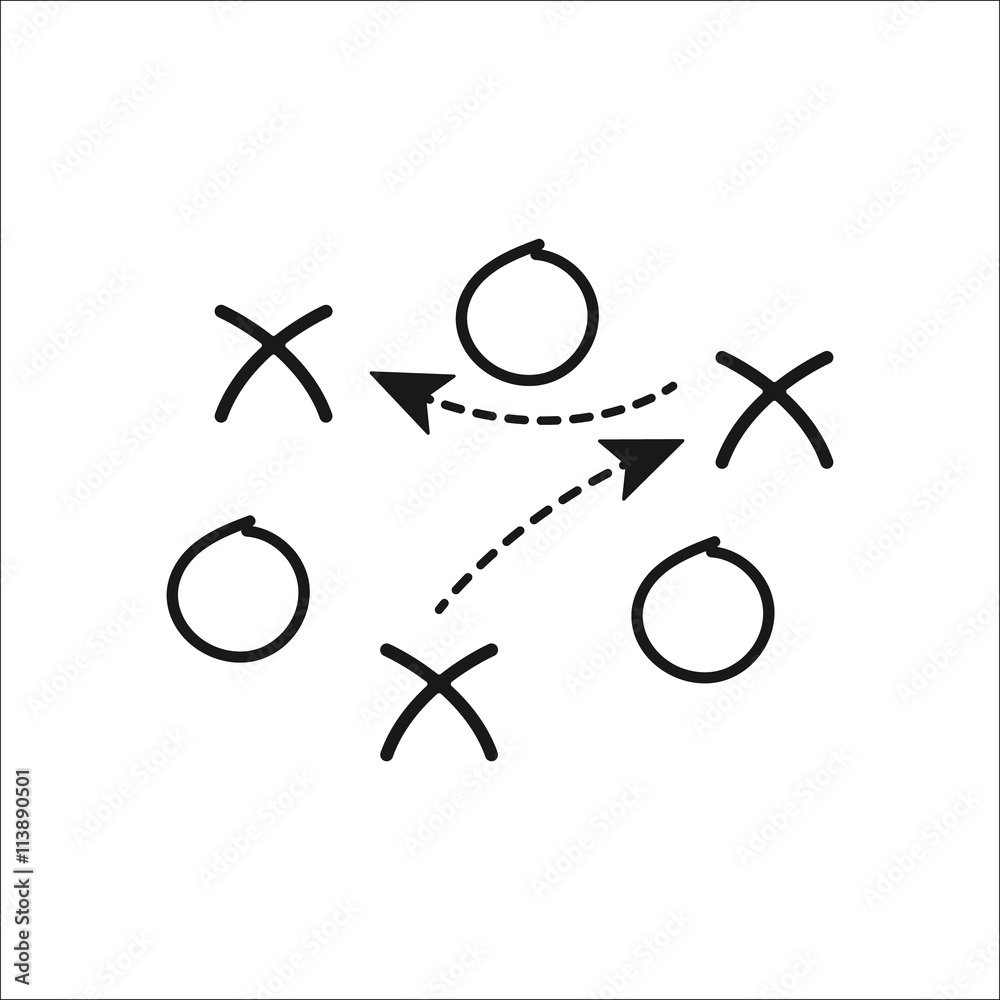 Sport soccer football tactics strategy sign simple icon on background ...