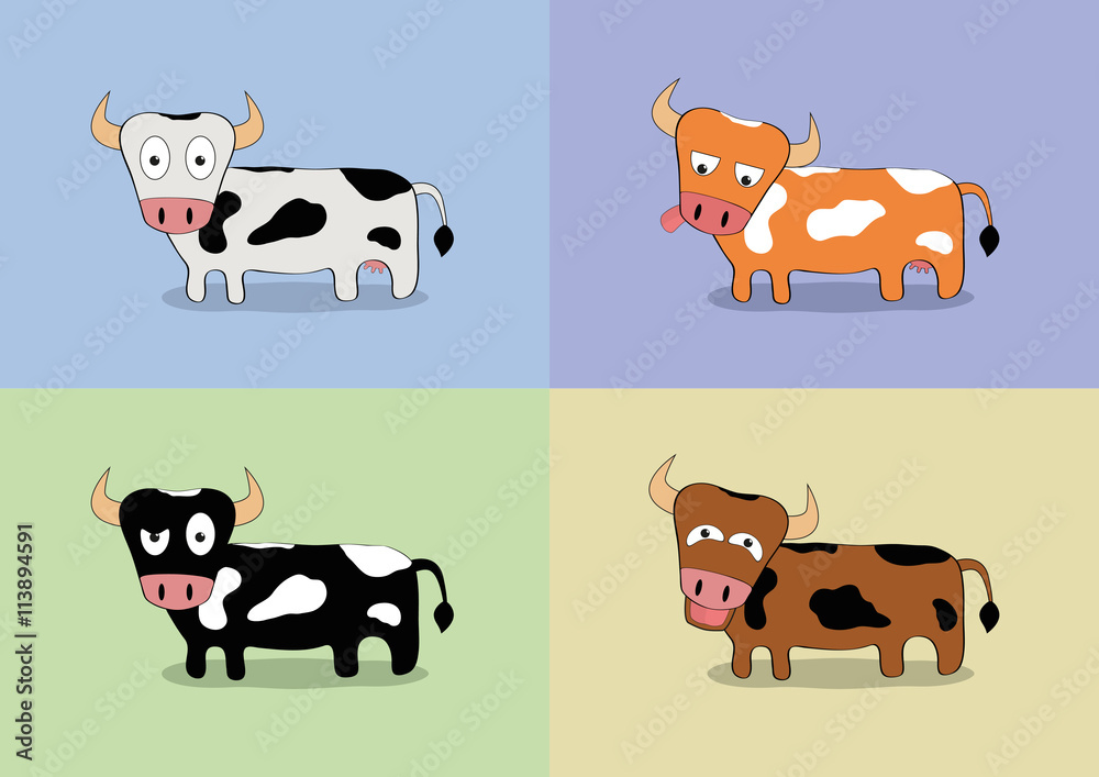 Cartoon cow set Stock Vector | Adobe Stock