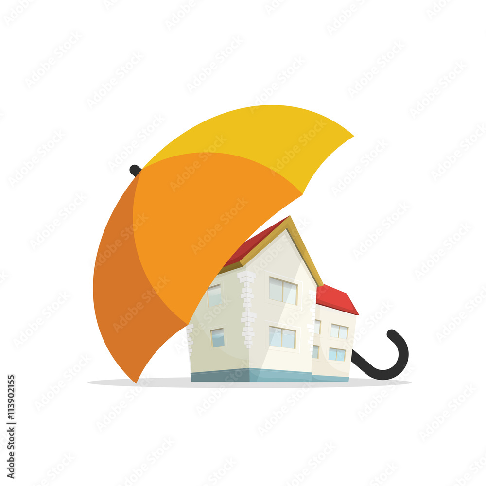 House insurance concept, residential home real estate protection, flat ...