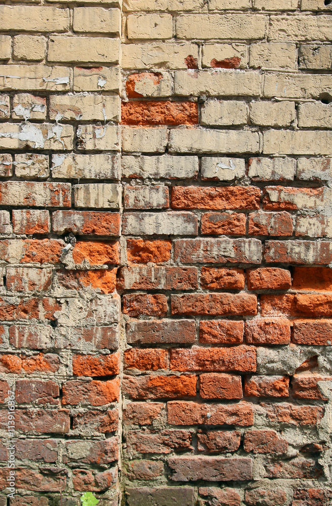 texture of old dilapidated shabby brickwork of red brick wall fo Stock ...