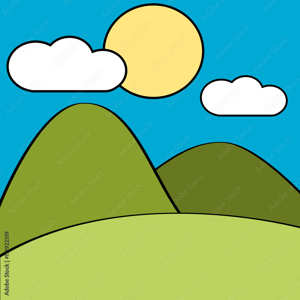 cartoon country landscape scenery vector illustration Stock Vector ...