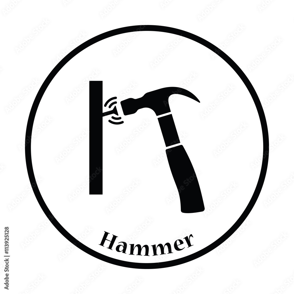 Icon of hammer beat to nail Stock Vector | Adobe Stock