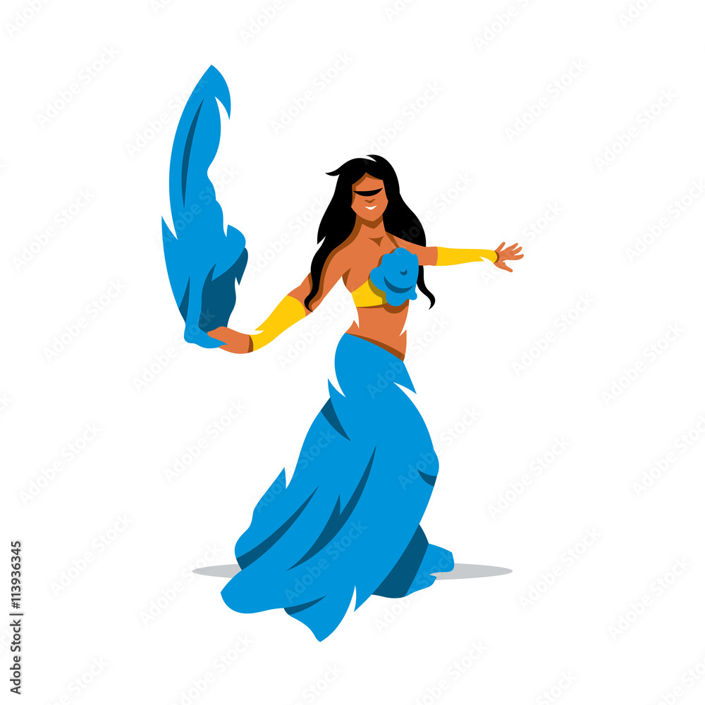 Vector Belly dance girl in traditional dress Cartoon Illustration ...
