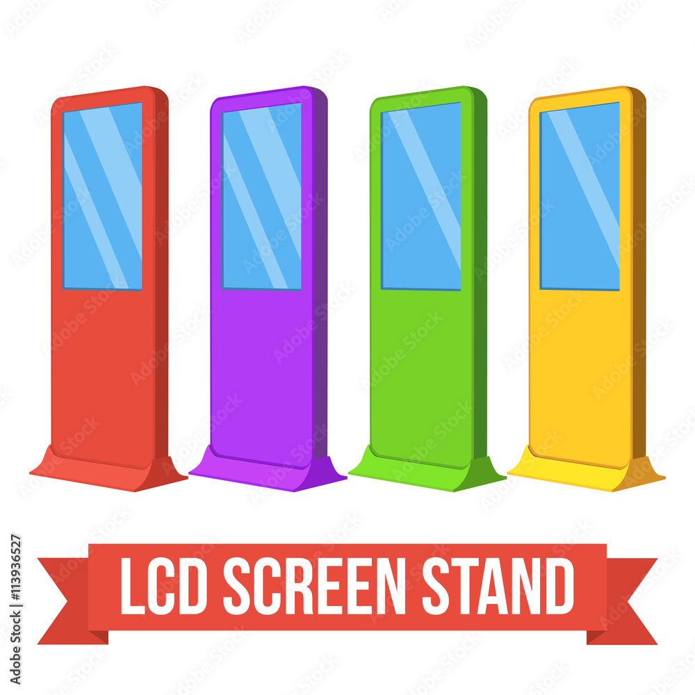 Trade show booth LCD TV Info stands. Stock Vector | Adobe Stock