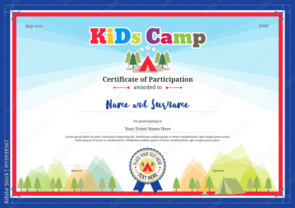 Certificate Of Participation For Kids