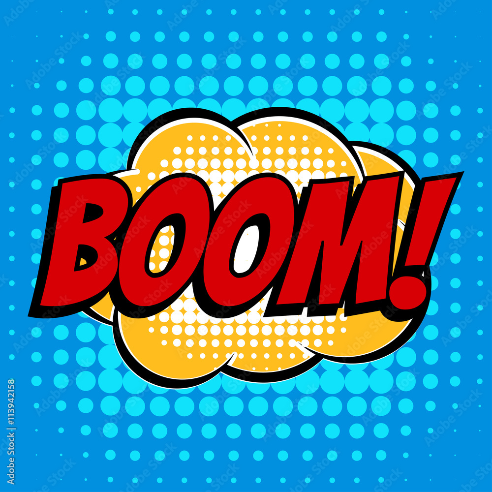 Boom comic book bubble text retro style Stock Vector | Adobe Stock