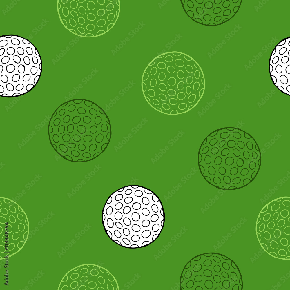 Golf sport white ball graphic art seamless pattern illustration vector ...
