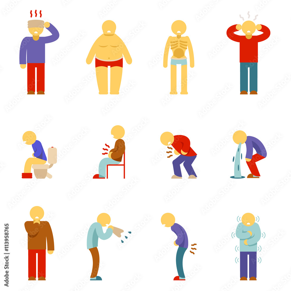 Sick people icons. Symptoms of disease pictograms Stock Vector | Adobe ...