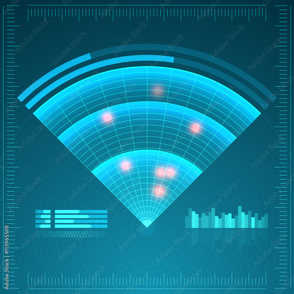 Blue radar screen. Vector illustration for your design. Technology ...