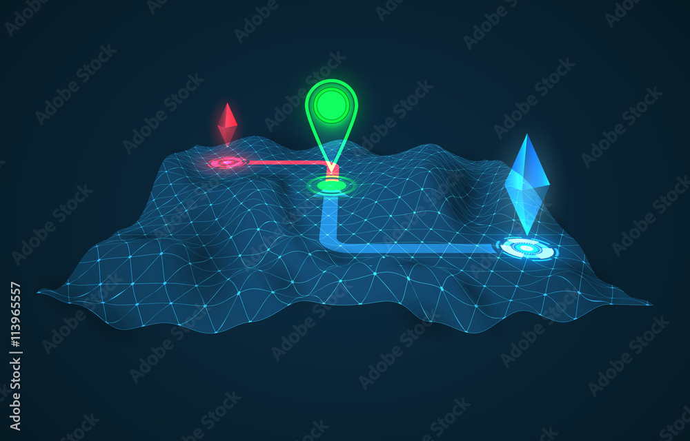 Gps Navigator Vector Background 3d Technology Vector Map Stock Vector Adobe Stock