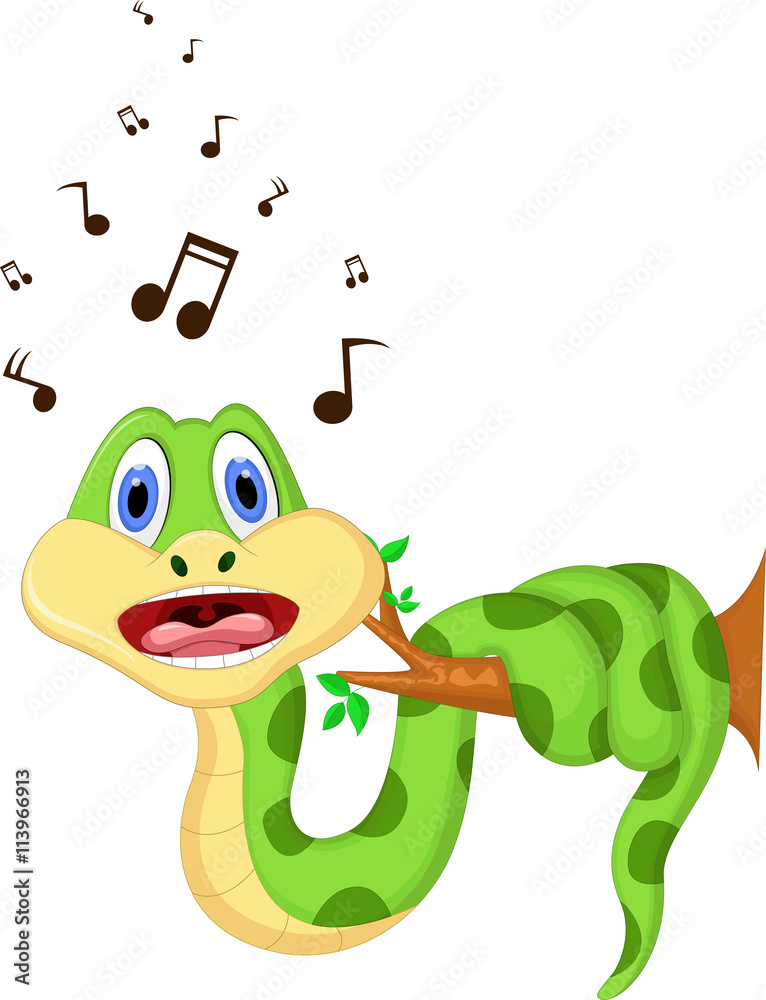cartoon snake singing Stock Vector | Adobe Stock