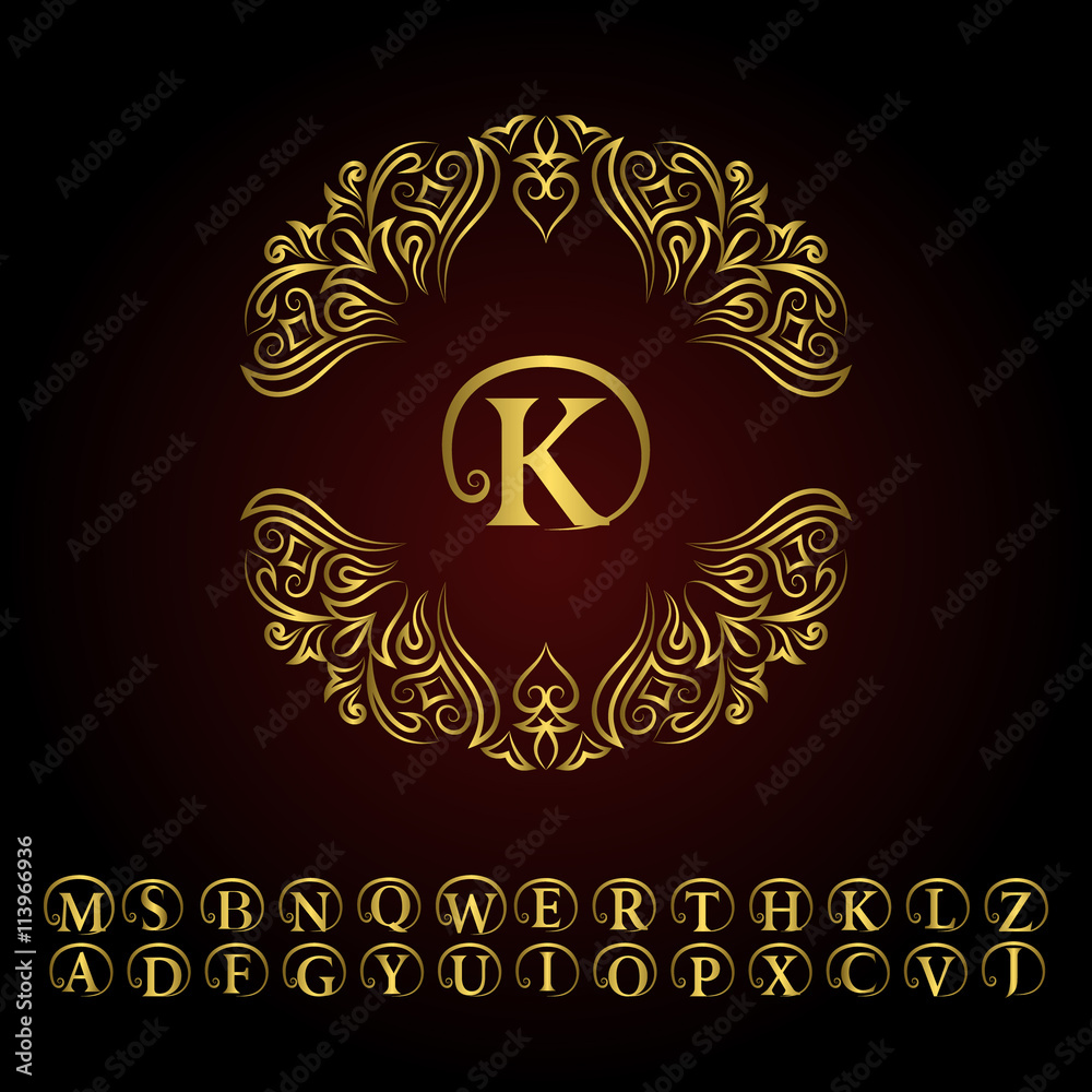 Vintage gold monogram. Abstract logo, alphabet . Vector template in ...