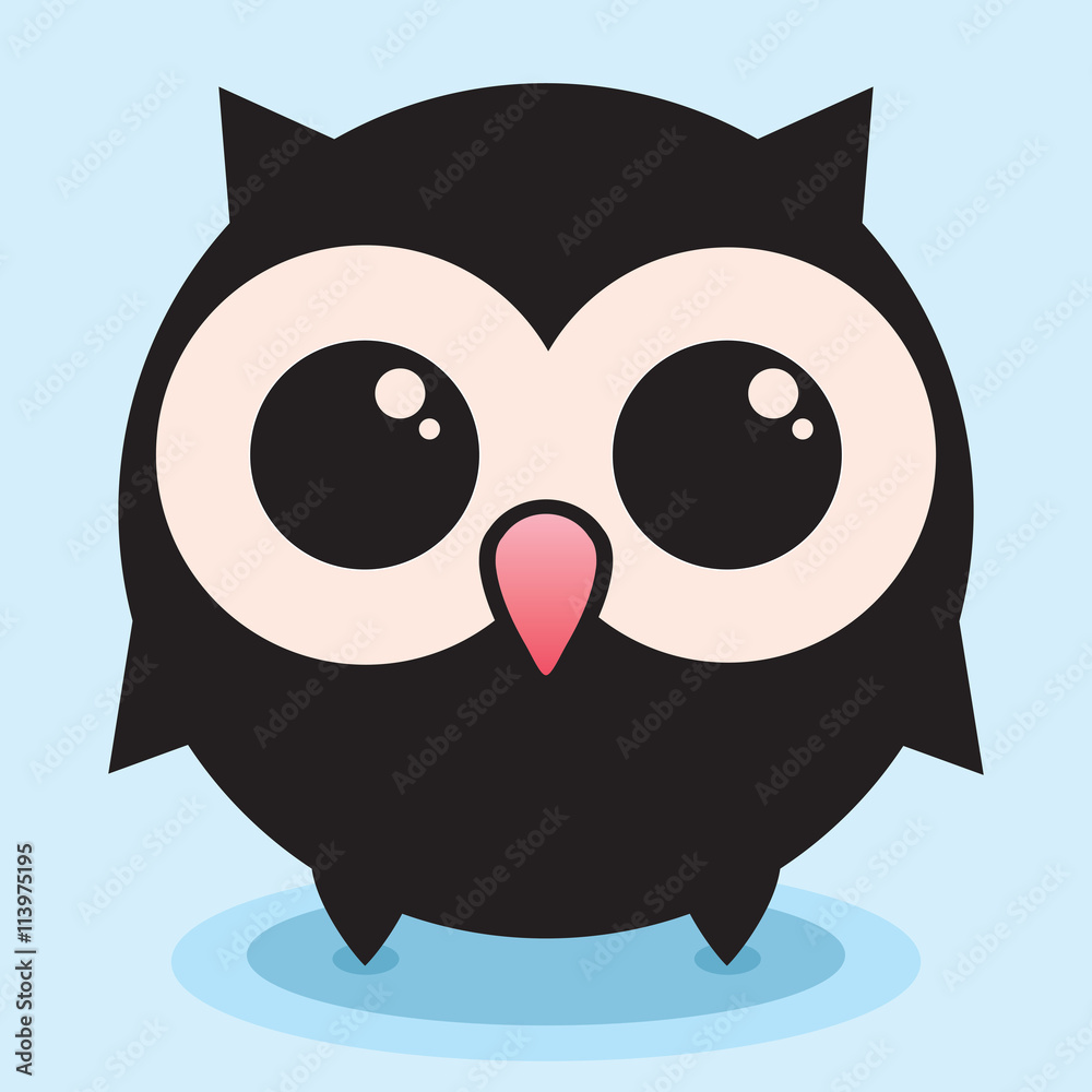 Round funny owl, cute owl, minimalistic picture, illustration for ...