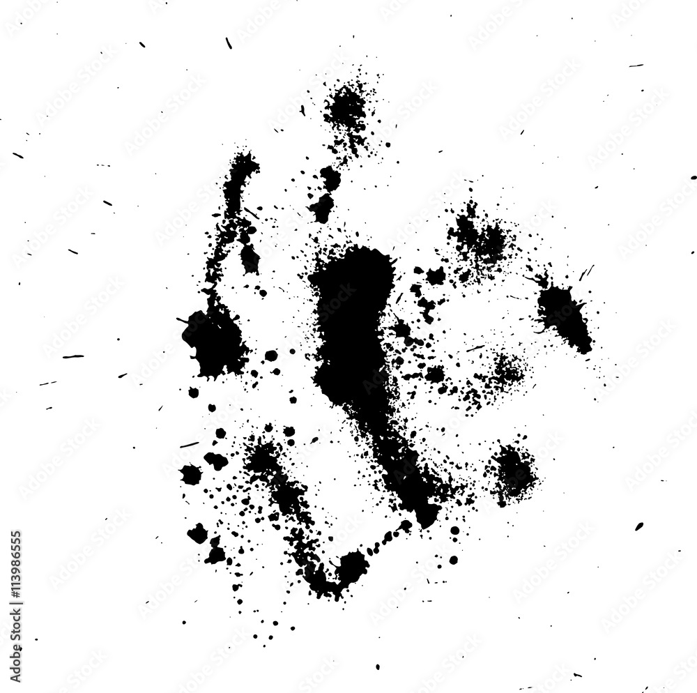 Abstract ink drops background. Black and white vector grunge texture ...