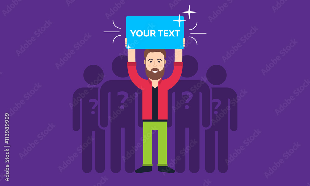 Hand holding sign. Different men. Leader. Blank protest sign. Picket ...