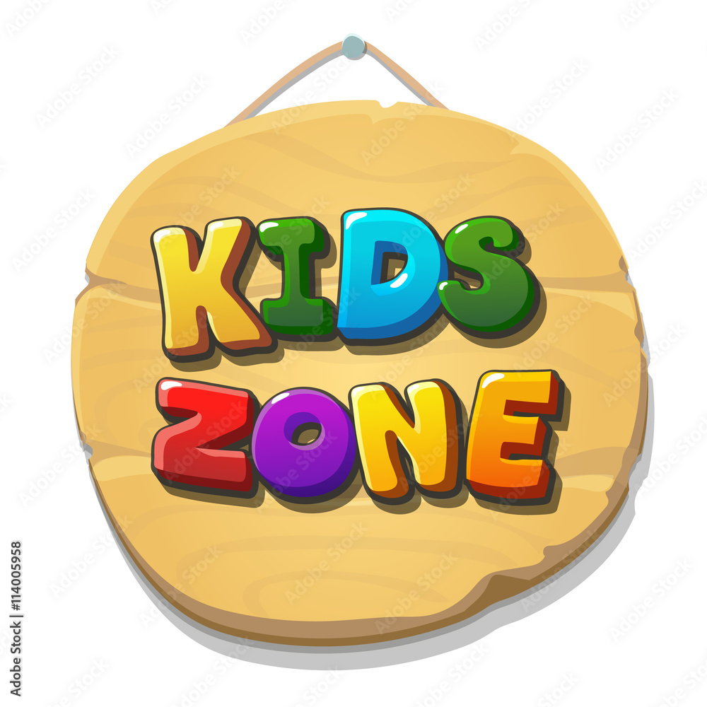 Kids Zone sign or banner. Children playground zone. Vector illustration ...