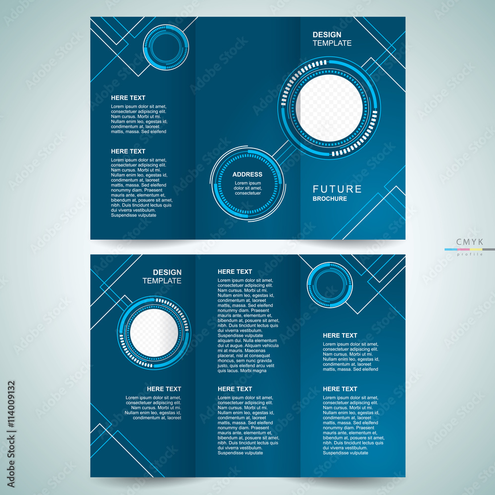 brochure design template tri-fold futuristic hi-tech Stock Vector ...