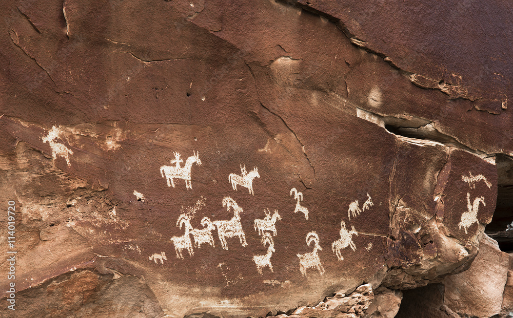 Rock Art Panel Petroglyphs Arches National Park Moab Utah foto de Stock ...