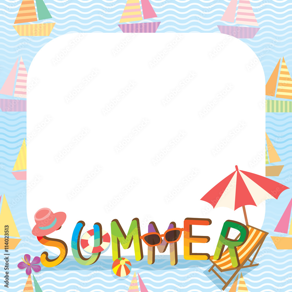 Illustration vector of summer text design with sailboat border.Blank ...