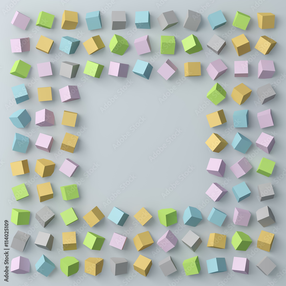 Polygon cube background. Flat lay, top view. 3D image Stock ...