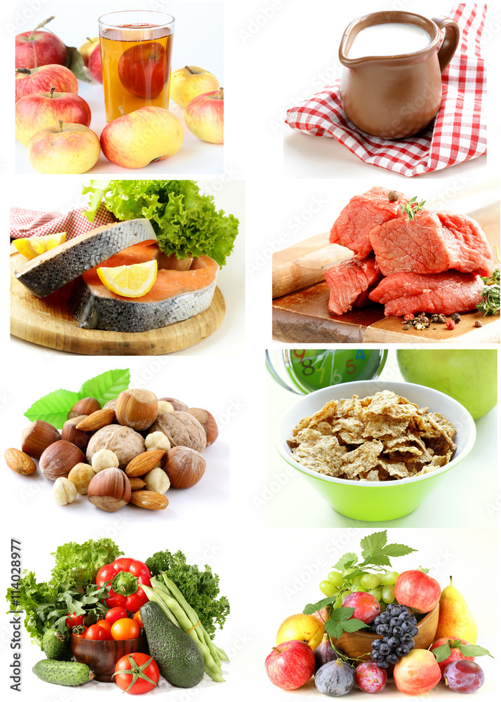 collage set variety of products for a healthy food Stock Photo | Adobe ...
