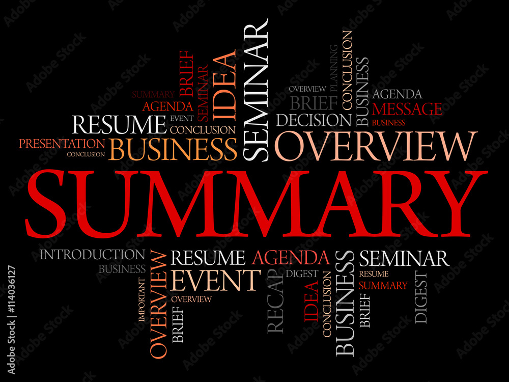 Summary word cloud collage, business concept background Stock Vector ...