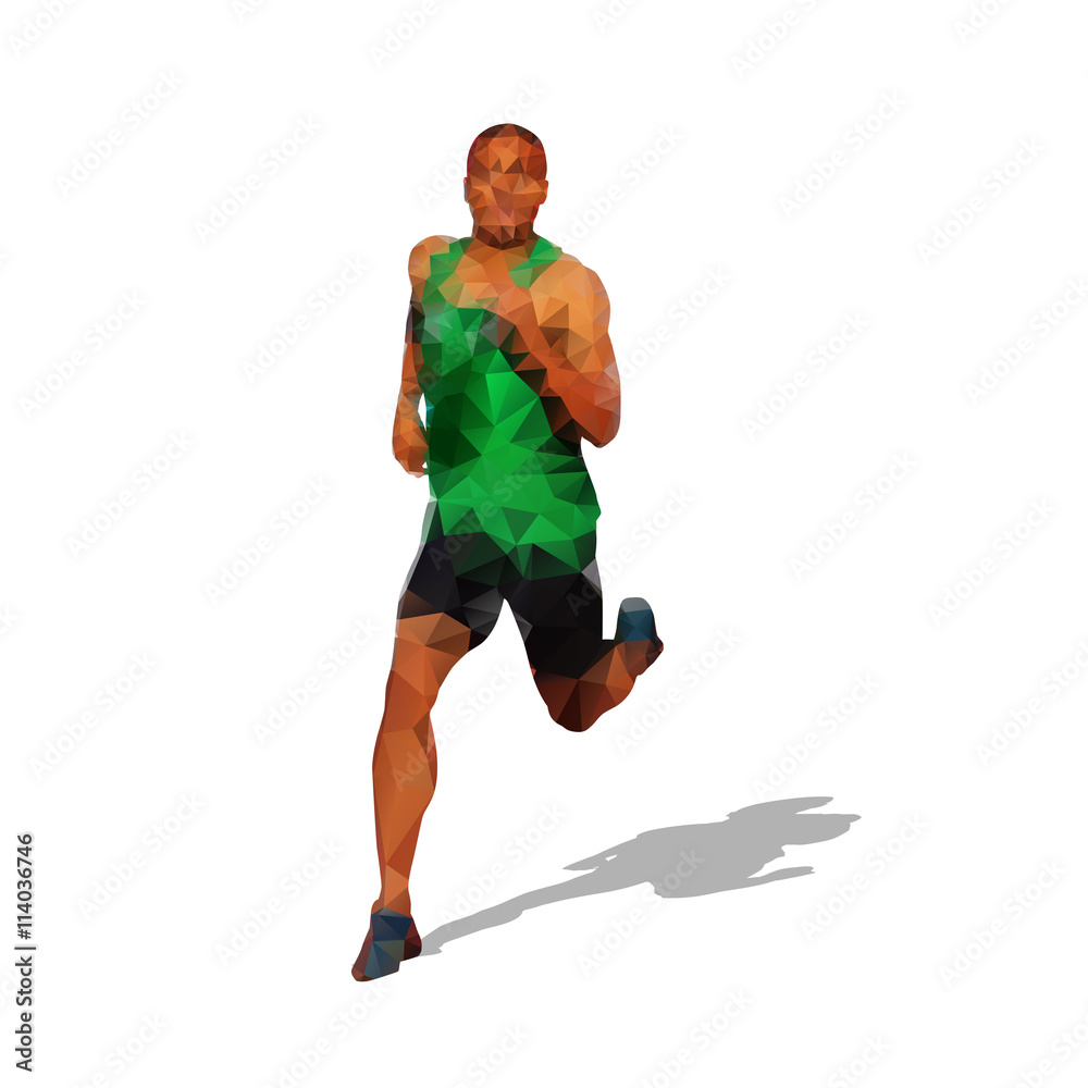 Running man, geometrical vector silhouette, front view. Run, run Stock ...