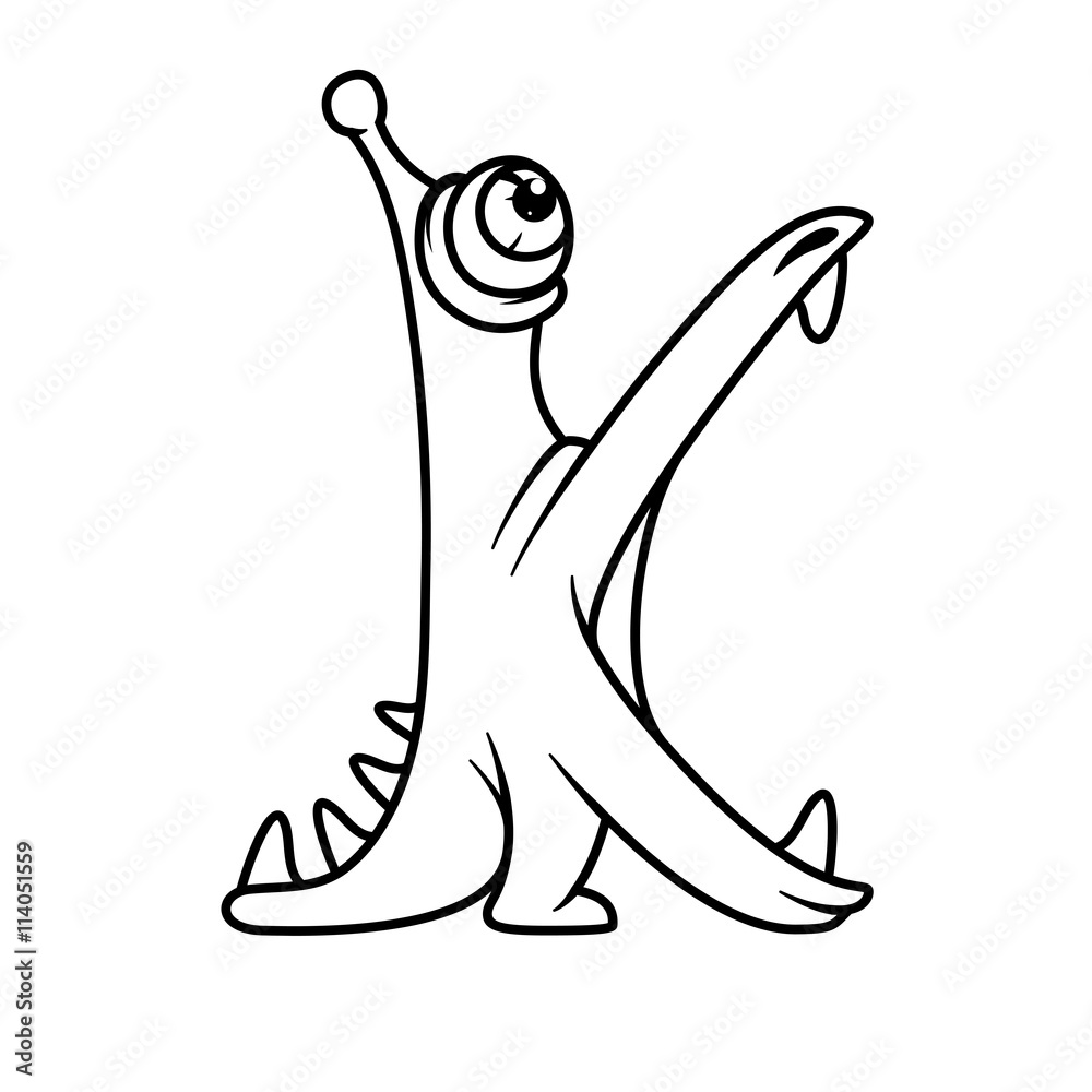Monster alphabet coloring pages: letter K Stock Vector | Adobe Stock