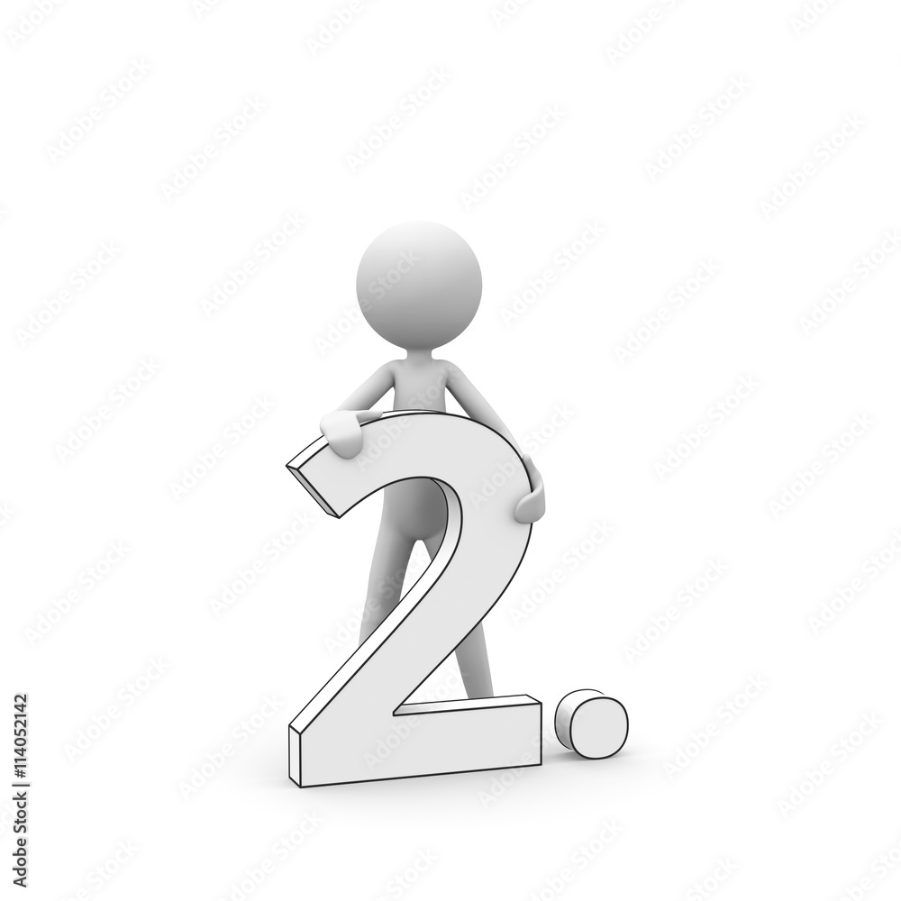Weißes 3D Männchen - 2. Platz - Nummer 2 - Zwei - Ranking - Männlein ...