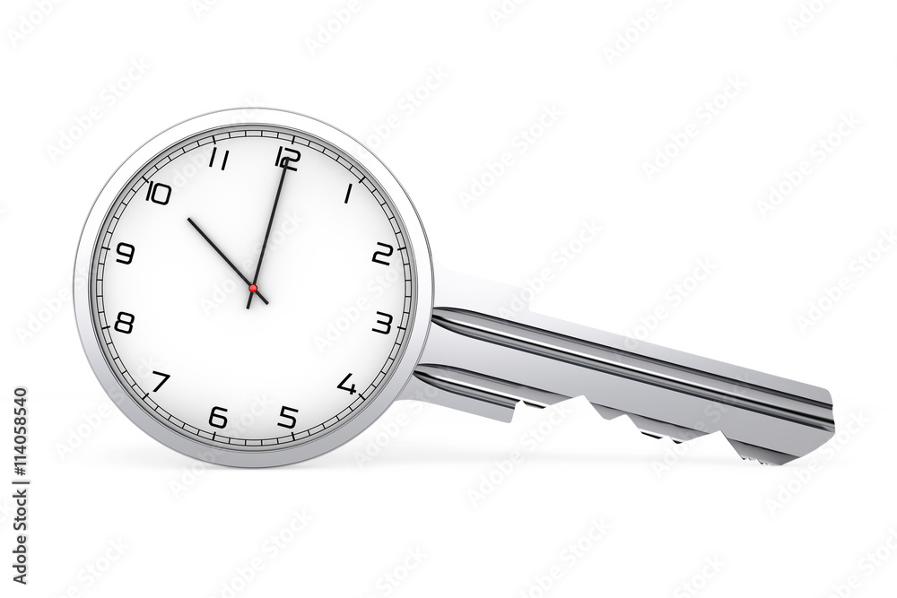 Time Management Concept. Modern Clock as Key. 3d Rendering Stock ...