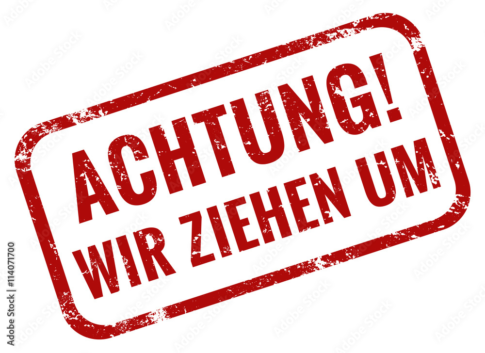 Poster Achtung wir ziehen um Stempel rot – Wall Art | UkPosters