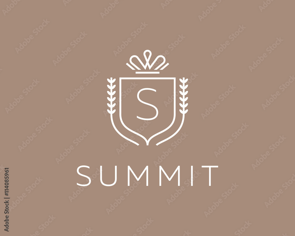Elegant monogram letter S logotype. Premium crest logo design. Shield ...