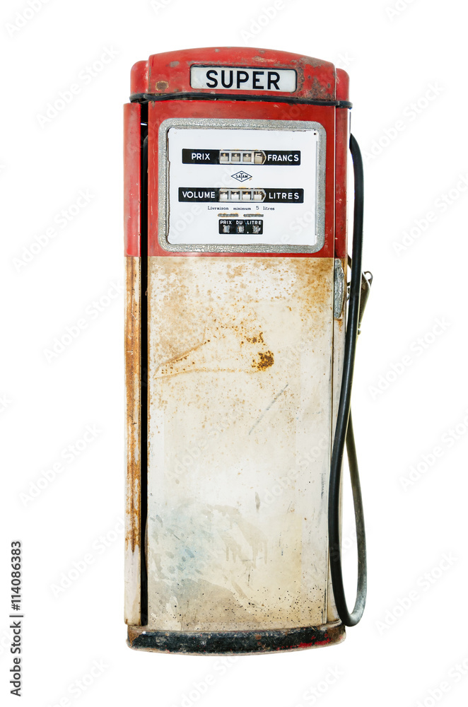 Old and rusty red fuel pump isolated on white background Stock Photo ...