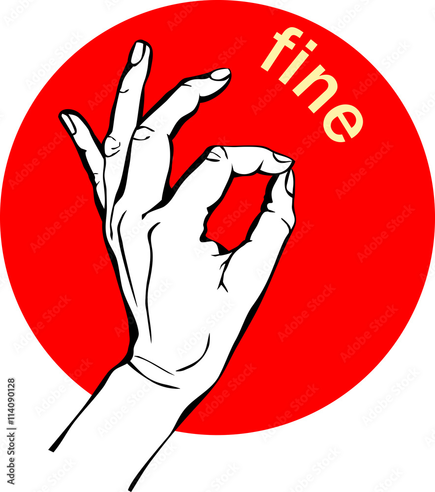 Woman Hand OK sign. Gesture Circle red Icons, business concept. Stock ...