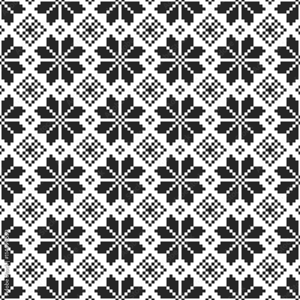 Slavic Folk Seamless Pattern. Repetitive Black and White Embroidery ...