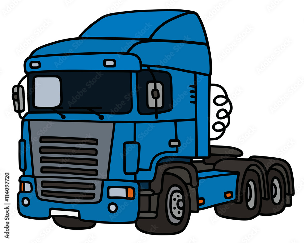 Blue towing truck / Hand drawing, vector illustration Stock Vector ...
